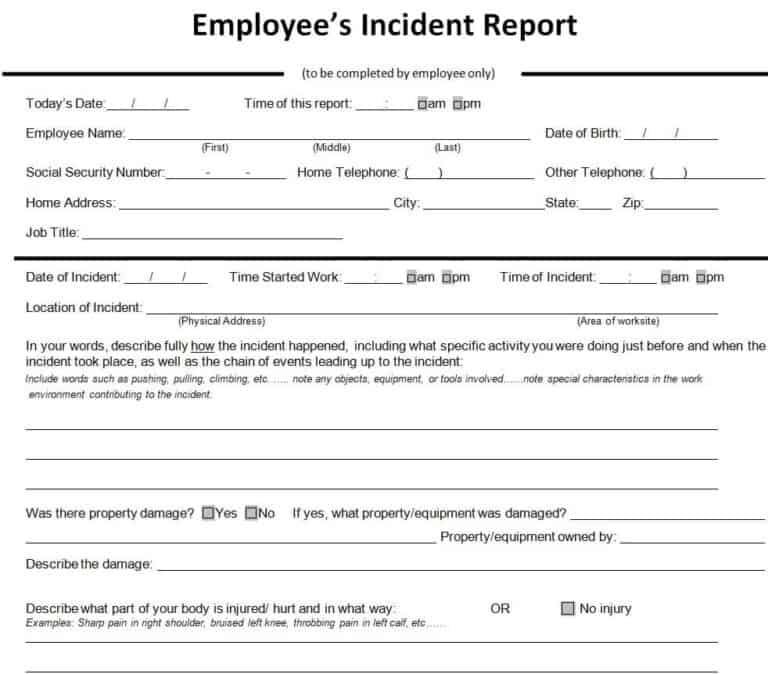 15+ Useful Employee Incident Report Templates - Excel Format