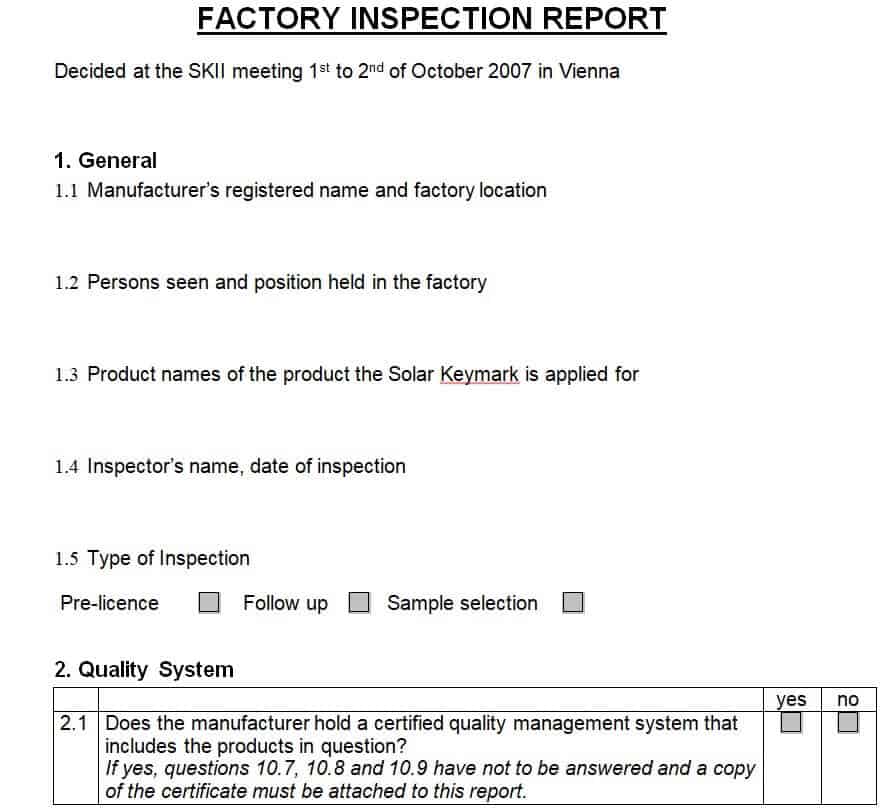 18 Editable Inspection Report Templates Writing Word Excel Format